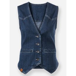 WITT Damen Jeansweste mit spitz zulaufendem Saum, blue-stone-washed, Gr&ouml;&szlig;e 38