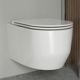OLTENS Holsted Tiefspül-Wand-WC PureRim 36 x 52,5 cm, Set mit WC-Sitz, mit SmartClean