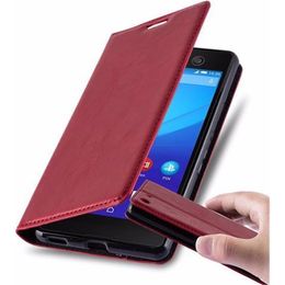 Cadorabo Book Invisible Magnet Cover (Sony Xperia M5), Smartphone Hülle, Rot