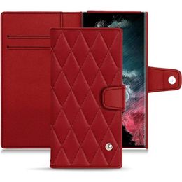 Noreve Lederschutzhülle Wallet (Samsung Galaxy S22 Ultra), Smartphone Hülle, Rot