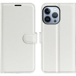 Cover-Discount iPhone 14 Pro Max - Leder Etui Hülle weiss (Apple iPhone 14 Pro Max), Smartphone Hülle, Weiss