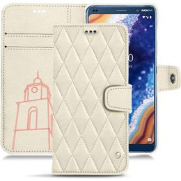 Noreve Lederschutzhülle Wallet (Nokia 9 PureView), Smartphone Hülle, Weiss