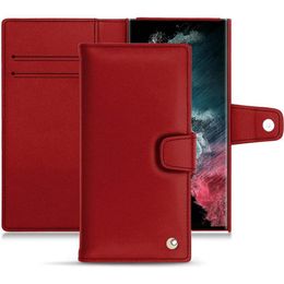 Noreve Lederschutzhülle Wallet (Samsung Galaxy S22 Ultra), Smartphone Hülle, Rot