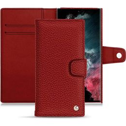 Noreve Lederschutzhülle Wallet (Samsung Galaxy S22 Ultra), Smartphone Hülle, Rot