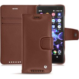 Noreve Lederschutzhülle Wallet (Sony Xperia XZ2 Compact), Smartphone Hülle, Braun