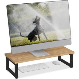 Relaxdays Monitorständer, Monitor Erhöhung, Braun
