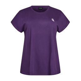 ZIZZI T-Shirt 'BASIC' Damen Gr&ouml;&szlig;e XL/XXL lila / offwhite