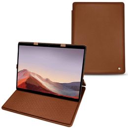 Noreve Lederschutzhülle vertikal (Microsoft Surface Pro X), Tablet Hülle, Braun