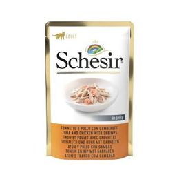 Schesir Adult 12x85g Thunfisch und Huhn mit Garnelen