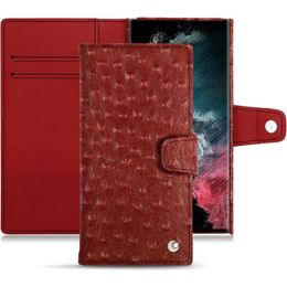Noreve Lederschutzhülle Wallet (Samsung Galaxy S22 Ultra), Smartphone Hülle, Rot