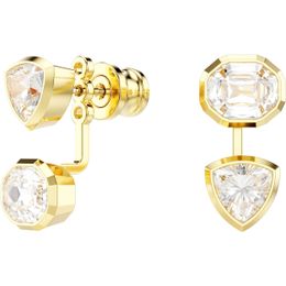 Paar Ohrstecker Swarovski "Schmuck Geschenk Imber Ohrring-Jackets", gold (gelbgoldfarben, kristallweiß, kristallweiß), Ohrringe, Damen, Metall, mit Swarovski Zirkonia (synth.) - Einhänger abnehmbar