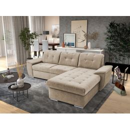 Ecksofa exxpo - SOFA FASHION "Derby Inkl. Kopfteilverstellung, wahlw. Bett & Bettkasten, L-Form", beige, B:277cm H:92cm T:206cm, Sofas, Ecksofa, EXTRA an Komfort zum Relaxen, Entspannen und Wohlf&uuml;hlen