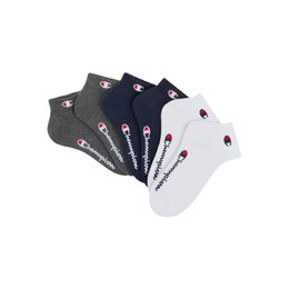 Kurzsocken Champion "6pk Quarter Socks", Herren, Gr. 35-38, nny, nny, wht, wht, ccom, ccom, ns, Obermaterial: 69% Baumwolle, 24% Polyester, 5% Polyamid, 2% Elasthan, Socken, für Kinder