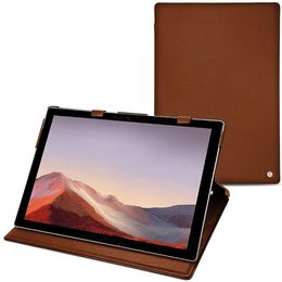 Noreve Lederschutzhülle vertikal (Microsoft Surface Pro 7), Tablet Hülle, Braun
