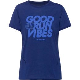 Brooks Distance Funktionsshirt Damen - blau - Gr. XS - Polyester/Lyocell