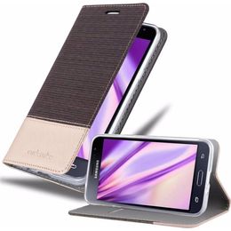 Cadorabo Book Jeans Optik Cover (Samsung Galaxy J3 (2016)), Smartphone Hülle, Grau