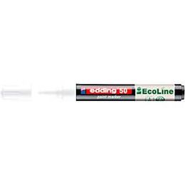 Lackmarker Edding 50 EcoLine, Schreibfarbe Weiß, Rundspitze, Strichstärke 2-3 mm, mit Kappe, wasserbasiert, nachfüllbar, 1 Stück