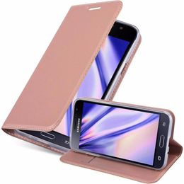 Cadorabo Book Classy Style Cover (Samsung Galaxy J3 (2016)), Smartphone Hülle, Rosa