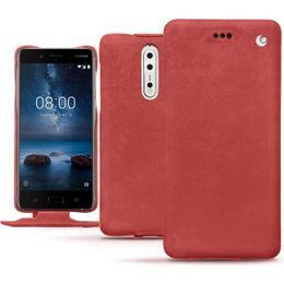 Noreve Lederschutzhülle vertikal (Nokia 8), Smartphone Hülle, Rot