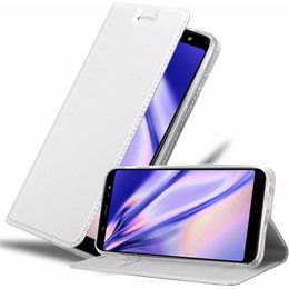 Cadorabo Book Classy Style Cover (Samsung Galaxy A6+), Smartphone Hülle, Silber