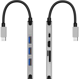 Swissten 8-in-1 USB-C Hub Adapter mit 3x 3.0 USB / USB-C (USB-C, 8 Ports), Dockingstation + USB Hub, Grau