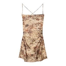 Bershka Kleid Damen Gr&ouml;&szlig;e 36 beige / braun / dunkelbraun Winterkleid
