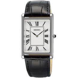 Seiko Herrenuhr Quarz mit Lederband Schwarz | Gr.: onesize