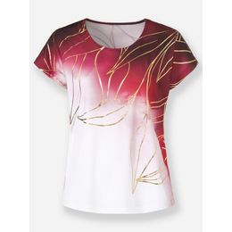 WITT Damen Print-Shirt mit Foliendruck, dunkelrot-goldfarben-bedruckt, Gr&ouml;&szlig;e 44