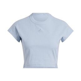 adidas Sportswear Performance Shirt 'Lounge Ribbed Crop' female Blue size XXS