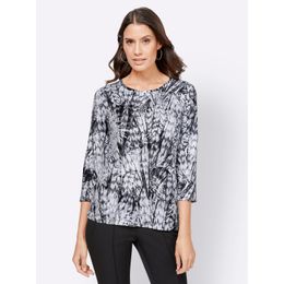 WITT Damen 3/4-Arm-Shirt mit Allover-Druck, grau-schwarz-gemustert, Größe 40