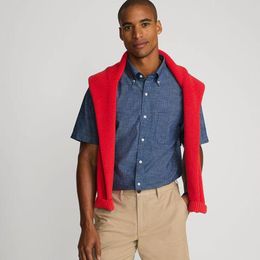LANDS' END Chambray-Kurzarmhemd, Classic Fit, Herren,  Blau, Baumwolle, by Lands' End
