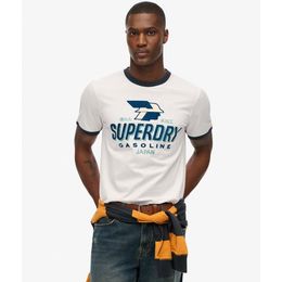 Superdry Herren Baumwolle Grafik L&auml;ssiges Modern Industry T-Shirt, Wei&szlig; & Blau - Gr&ouml;&szlig;e: XL 104040550328501C004