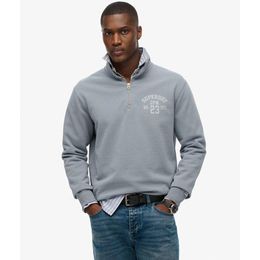 Superdry Herren Baumwolle Logo Athletic Essentials Sweatshirt mit Halbem Rei&szlig;verschluss, Grau - Gr&ouml;&szlig;e: S 10406075008179JO001