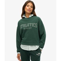 Superdry Damen Athletic Essentials Relaxed Crew Sweatshirt Green - Gr&ouml;&szlig;e: 40 210262350076627E019