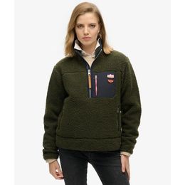 Superdry Damen Khaki Vintage Retro Fleecepullover mit Halblangem Rei&szlig;verschluss, Gr&ouml;&szlig;e: 40 2102623500693D8B019