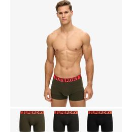Superdry Herren Gestreift Boxershorts aus Bio-Baumwolle im 3er-Pack, Khaki & Schwarz - Gr&ouml;&szlig;e: XL 1078116600100B9Y004