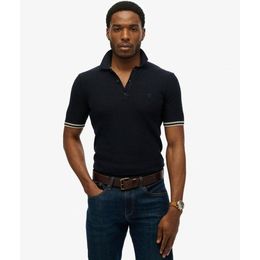 Superdry Herren Baumwolle Kurz&auml;rmeliges Strick-Polohemd mit Struktur, Marineblau - Gr&ouml;&szlig;e: XXXL 1040808000198G9W120