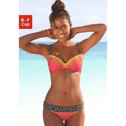 B&uuml;gel-Bikini Kangaroos, Damen, Gr. 42, Cup F, orange (orange, gelb), Polyamid, Bikini-Sets B&uuml;gel-Bikini, mit trendigen Details im Leoprint, Topseller