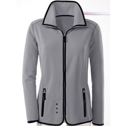 WITT Damen Fleecejacke mit Sternchen-Stickerei, grau-meliert, Gr&ouml;&szlig;e 46