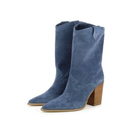 Evita GAIA Damen Cowboy Stiefel - Rauleder Dunkelblau 36