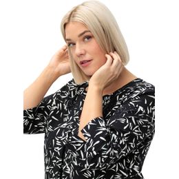 sheego Damen Tunika mit 3/4-Arm und Alloverprint, schwarz-wei&szlig; gemustert, Gr&ouml;&szlig;e 58