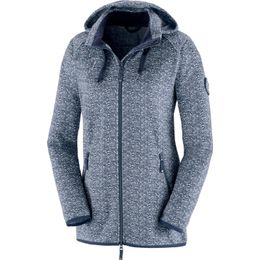 WITT Damen Kapuzenfleecejacke mit abnehmbarer Kapuze, marine-wei&szlig;-gemustert, Gr&ouml;&szlig;e 38