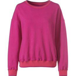 Heine Witt Damen Sweatshirt mit Kontraststreifen, fuchsia, Gr&ouml;&szlig;e 36