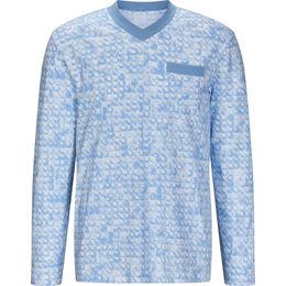 KINGsCLUB Herren Schlafanz&uuml;ge, wei&szlig;-himmelblau-bedruckt, Gr&ouml;&szlig;e 64/66
