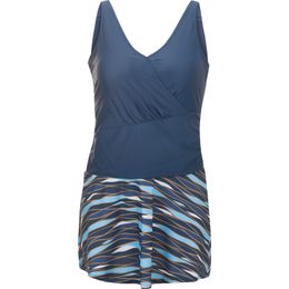 feel good Damen Badeanzug in Kleidchen-Form, dunkelblau-aqua-bedruckt, Gr&ouml;&szlig;e 52D