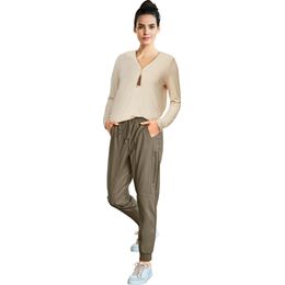 Heine Damen Lederimitathose, Gr&uuml;n, Gr. 23, Chinos, Material: Polyester