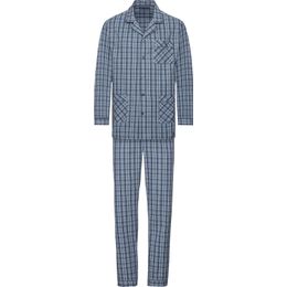KINGsCLUB Herren Pyjama, blau-kariert, Gr&ouml;&szlig;e 56/58