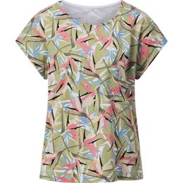 WITT Damen Print-Shirt im Baumwoll-Modal-Mix, lindgr&uuml;n-flamingo-bedruckt, Gr&ouml;&szlig;e 42