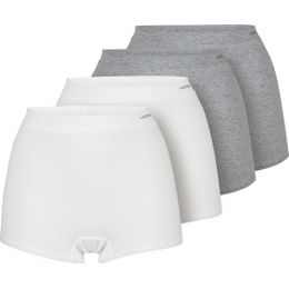 w&auml;schepur w&auml;schepur Damen Panty mit bequemem Softbund, 2x wei&szlig; + 2x grau-meliert, Gr&ouml;&szlig;e 50