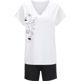 w&auml;schepur w&auml;schepur Damen Shorty, Wei&szlig;, Gr. 52/54, Pyjamas, Material: Baumwolle